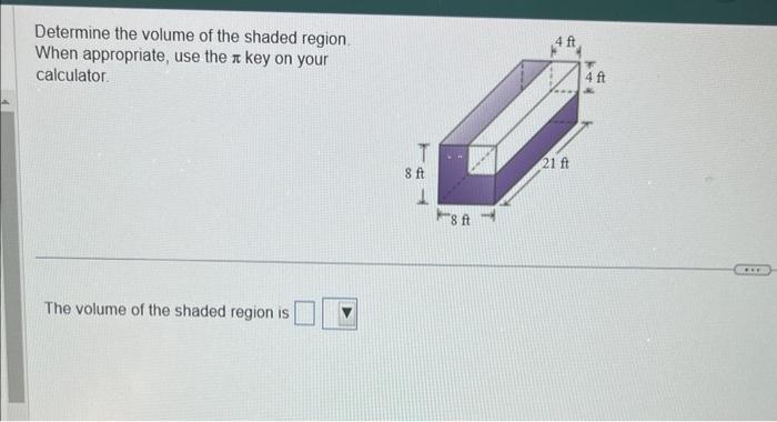 Solved Determine the volume of the shaded region. When | Chegg.com
