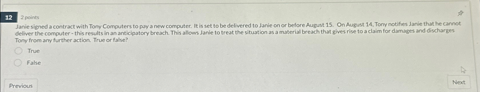 Solved 2 ﻿pointsJanie signed a contract with Tony Computers | Chegg.com