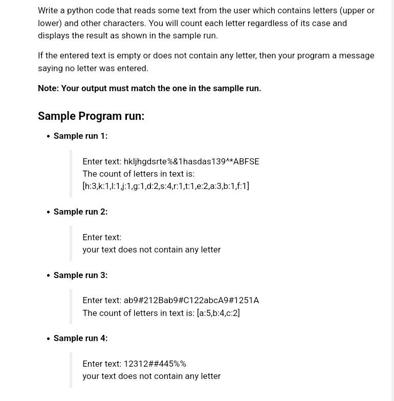 Solved Write A Python Code That Reads Some Text From The Chegg