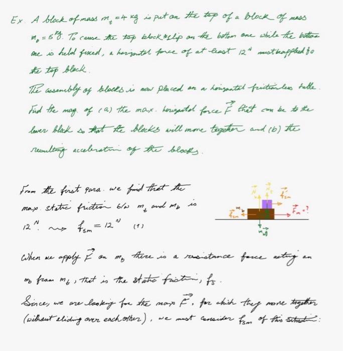 Solved Ex A block of mass mt=4 kg is put on the top of a | Chegg.com
