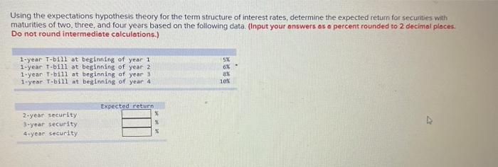 Solved Using the expectations hypothesis theory for the term | Chegg.com