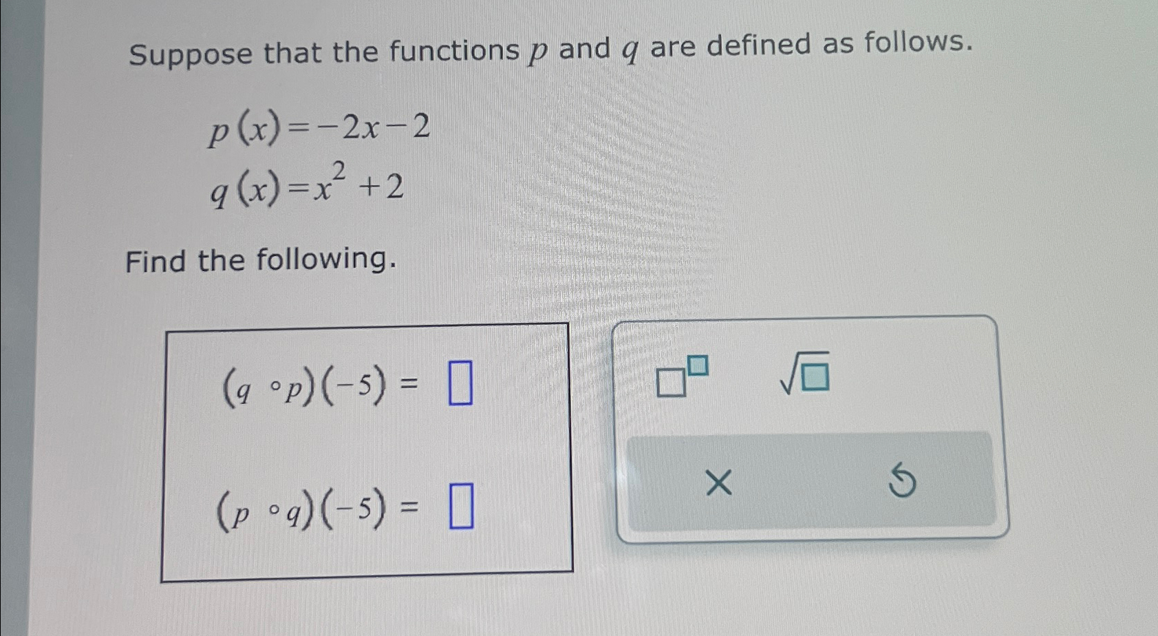 Solved Suppose that the functions p ﻿and q ﻿are defined as | Chegg.com