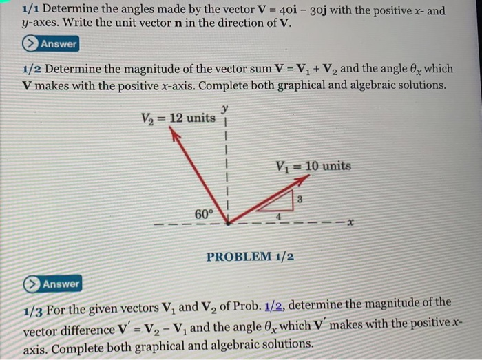 Solved 1/1 Determine the angles made by the vector V = 40i - | Chegg.com