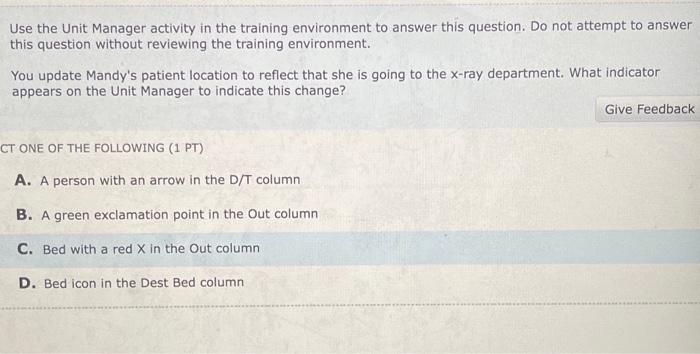 Solved Use the Unit Manager activity in the training | Chegg.com