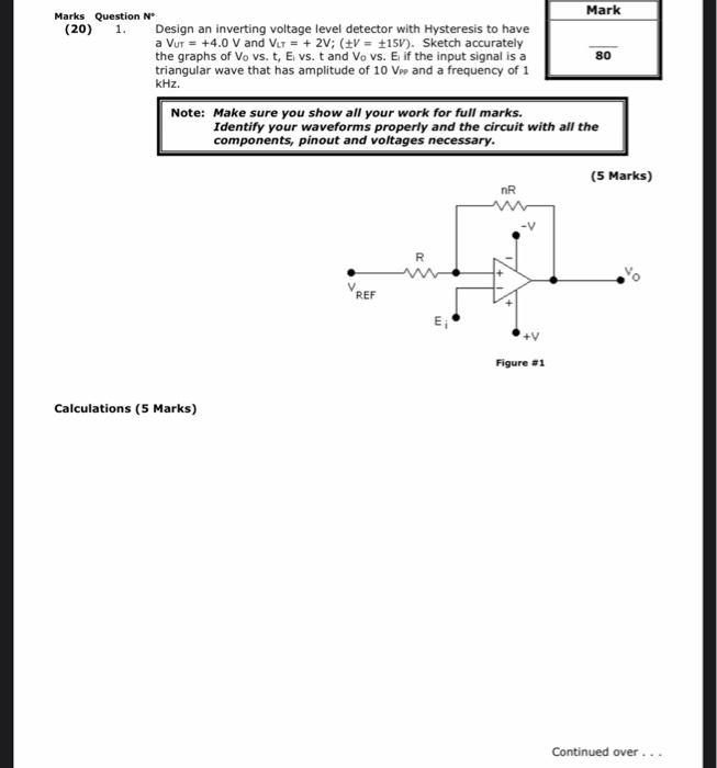Solved Mark Marks Question Nº (20) 1. Design an inverting | Chegg.com