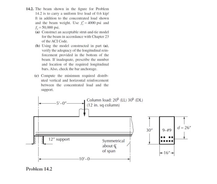 Solved 14.2. The beam shown in the figure for Problem 14.2 | Chegg.com