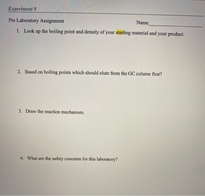 Solved Experiment 9 Pre Laboratory Assignment Name 1. Look | Chegg.com