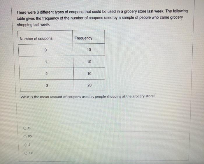 Solved There were 3 different types of coupons that could be | Chegg.com
