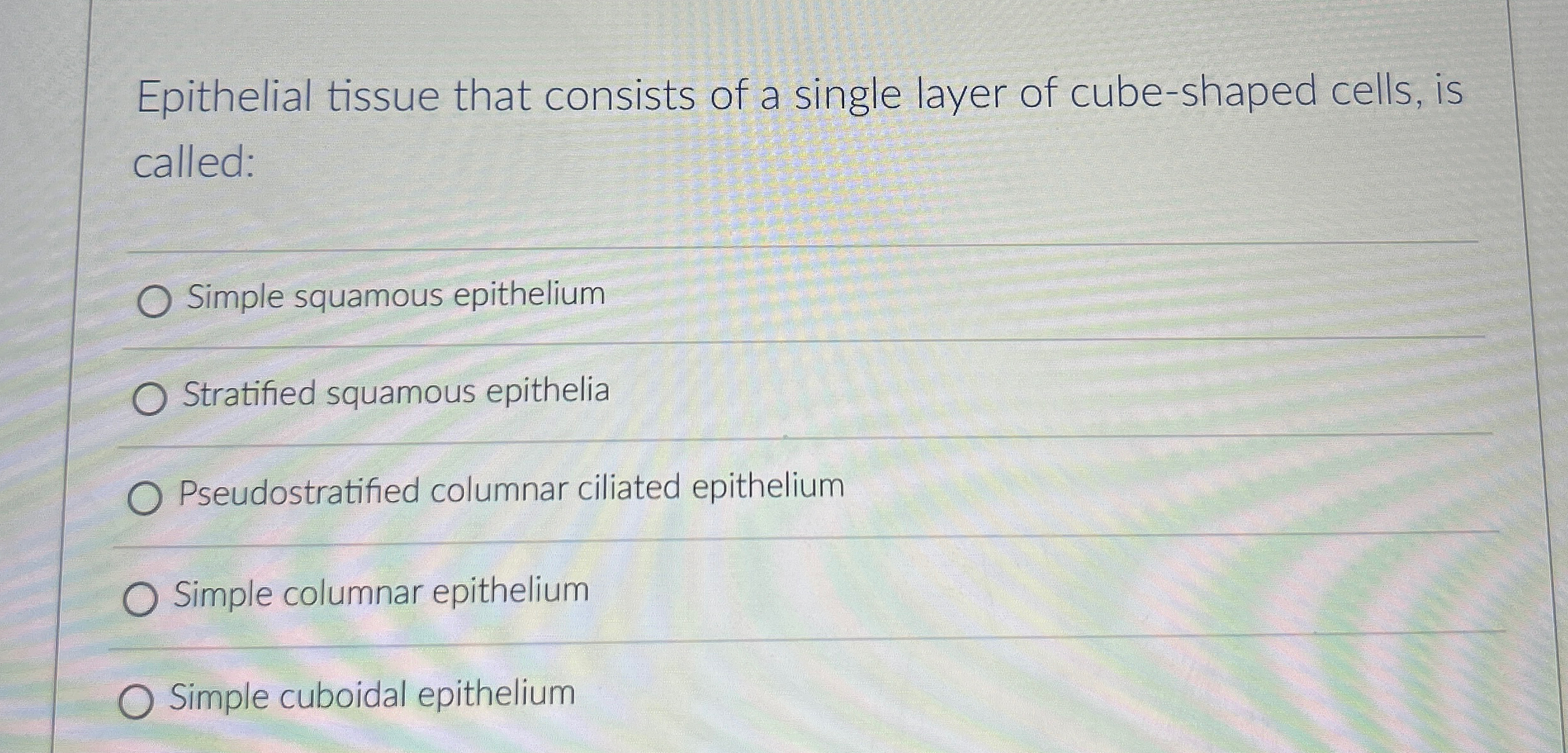 Epithelial tissue that consists of a single layer of | Chegg.com