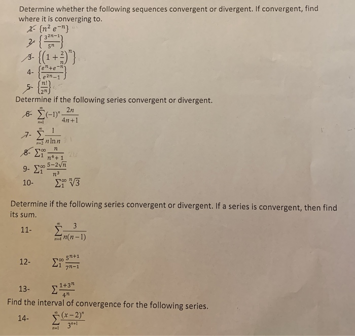 Solved Determine whether the following sequences convergent | Chegg.com