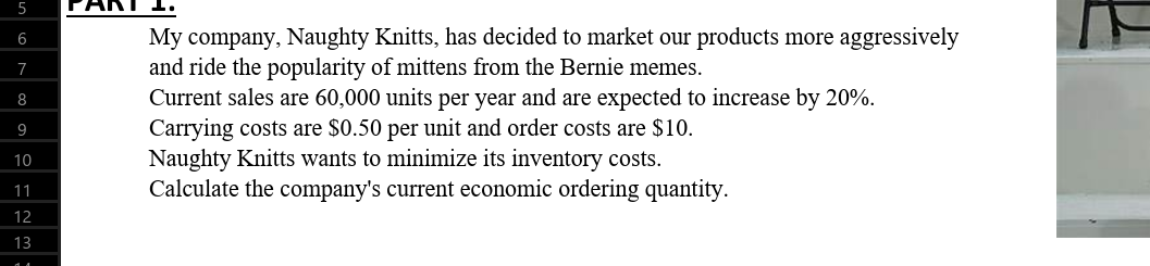 Solved My company, Naughty Knitts, has decided to market our | Chegg.com