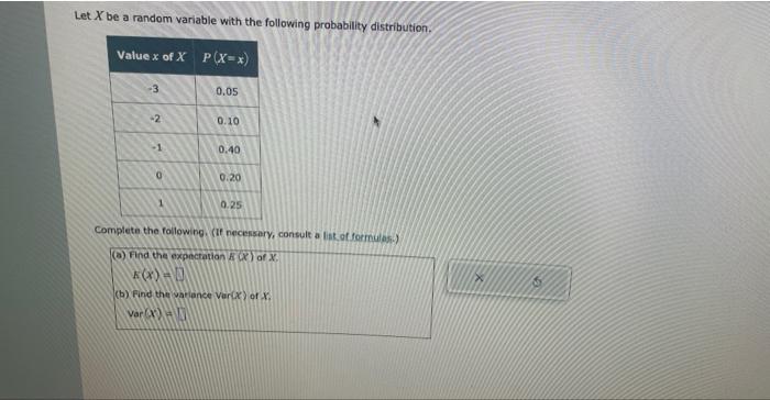 Solved Let X be a random variable with the following | Chegg.com