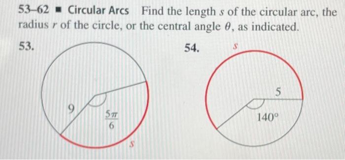 Solved Find the lengths of the circular arc, the radius r of | Chegg.com