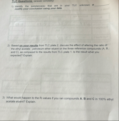 Solved TLC Questions: (answer concisely)Identify the | Chegg.com