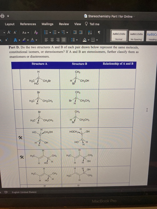 Solved Stereochemistry Part I for Online View Tell me Layout | Chegg.com