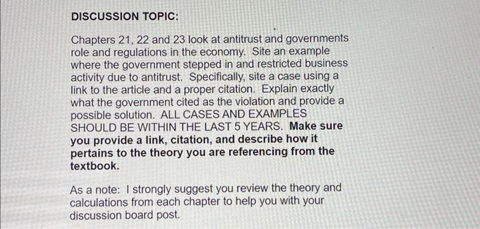 Solved DISCUSSION TOPIC: Chapters 21, 22 and 23 look at | Chegg.com