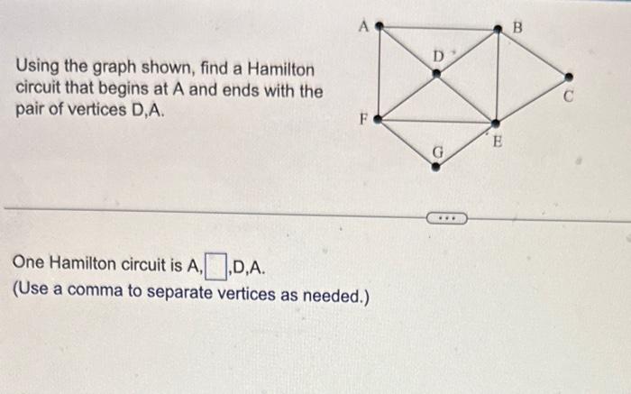 Solved Using the graph shown, find a Hamilton circuit that | Chegg.com