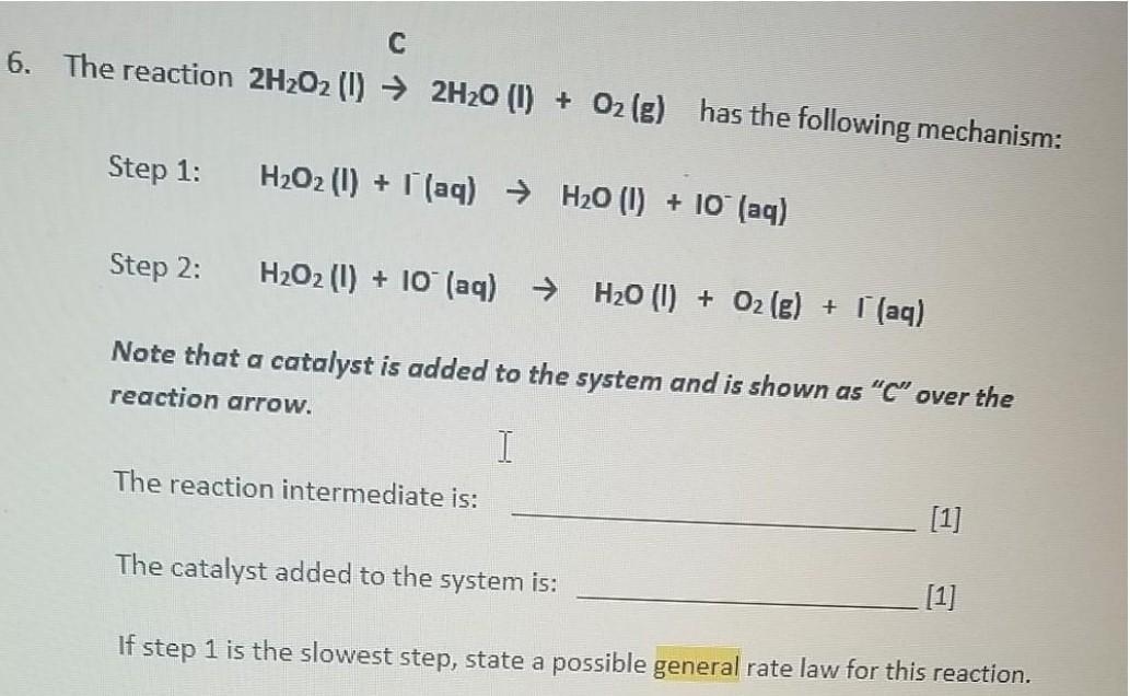 с 6. The reaction 2H2O2 (1) 2H20 (1) + O2(g) has | Chegg.com