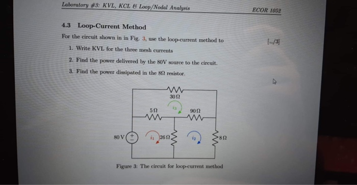 Solved Laboratory #3: KVL, KCL & Loop/Nodal Analysis ECOR | Chegg.com