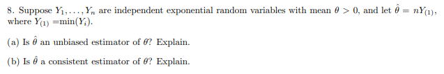 Solved Suppose Y1,dots,Yn ﻿are independent exponential | Chegg.com