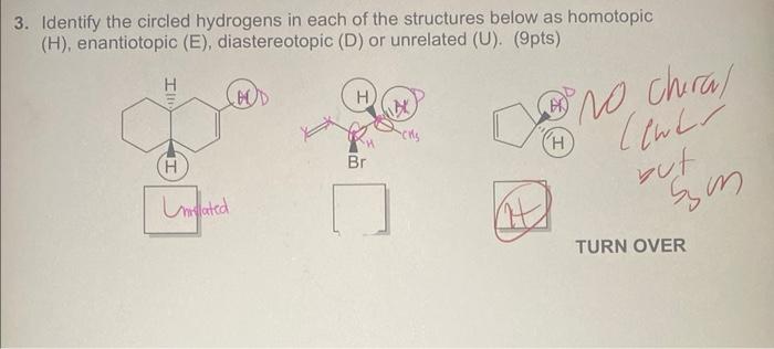 Solved 3. Identify the circled hydrogens in each of the | Chegg.com
