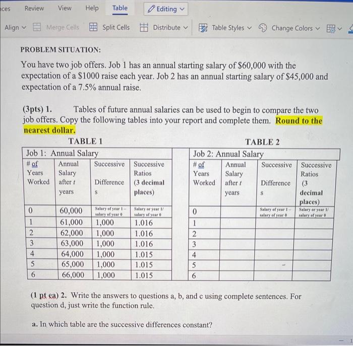 Solved You have two job offers. Job one has an annual | Chegg.com