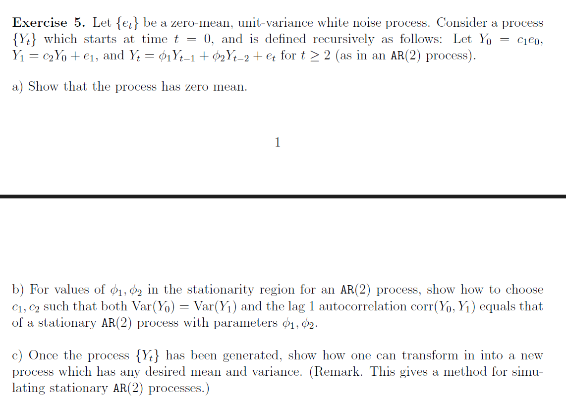 Solved Exercise 5. ﻿Let {et} ﻿be a zero-mean, unit-variance | Chegg.com