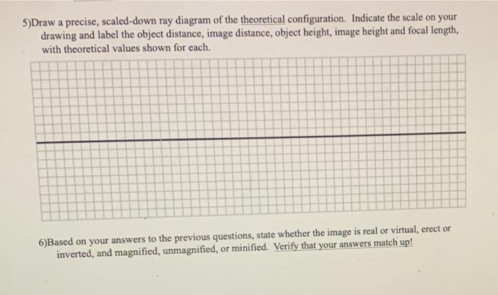Solved 5)Draw a precise, scaled-down ray diagram of the | Chegg.com