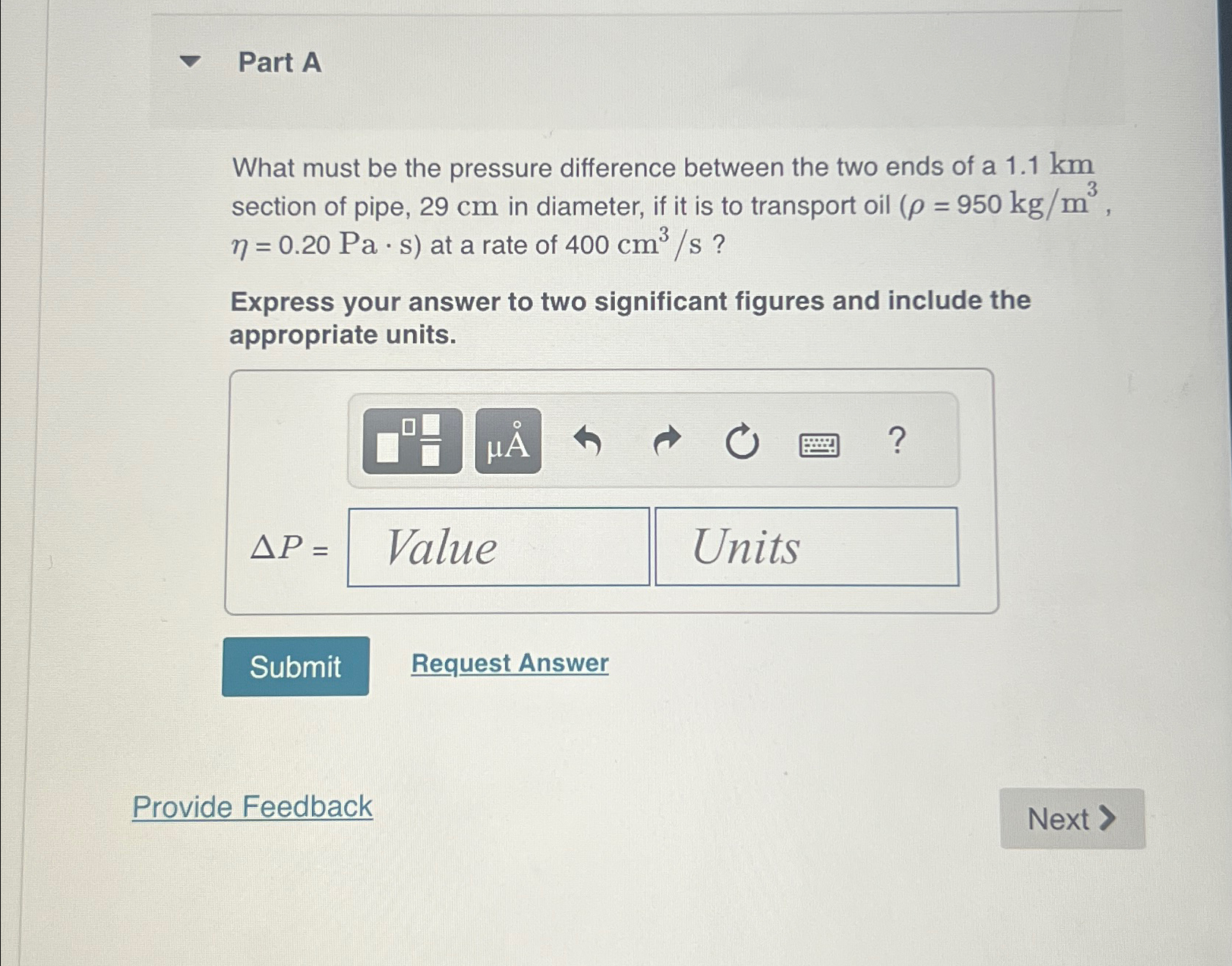 Solved Part AWhat must be the pressure difference between | Chegg.com
