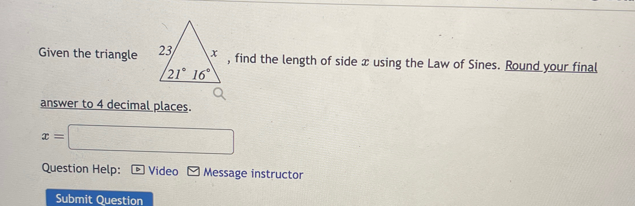 Solved Given the triangle , ﻿find the length of side x | Chegg.com