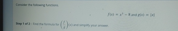 Solved Consider the following functions.f(x)=x3-8 ﻿and | Chegg.com