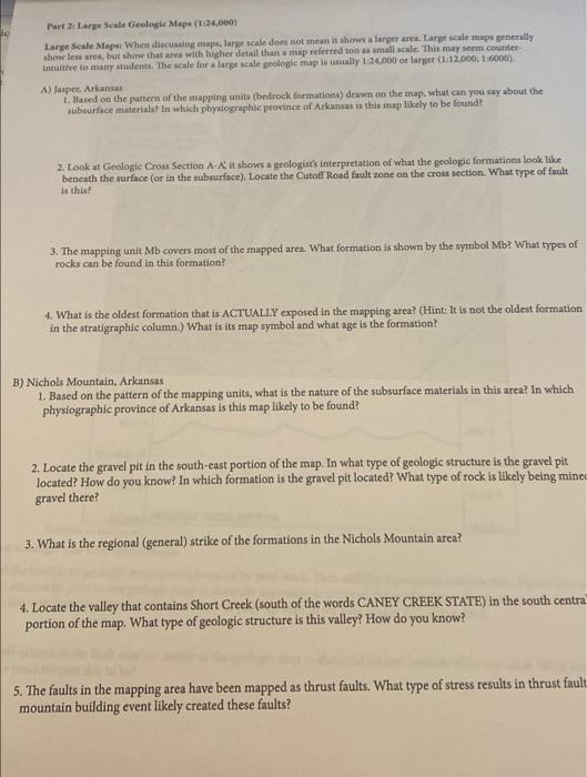 ic Part 2: Large Scale Geologic Maps (1:24,000) Large | Chegg.com