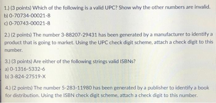 Solved a 1.) (3 points) Which of the following is a valid | Chegg.com