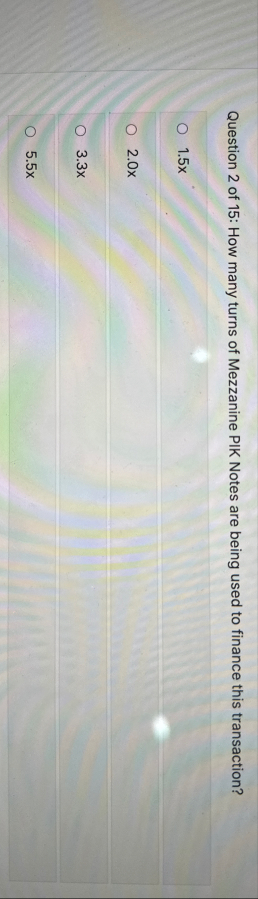 Solved Question 2 ﻿of 15: How many turns of Mezzanine PIK | Chegg.com