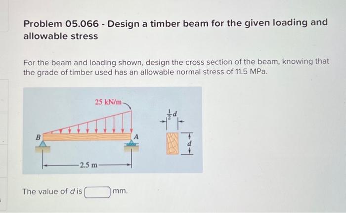 Solved Problem 05.066 - Design a timber beam for the given | Chegg.com