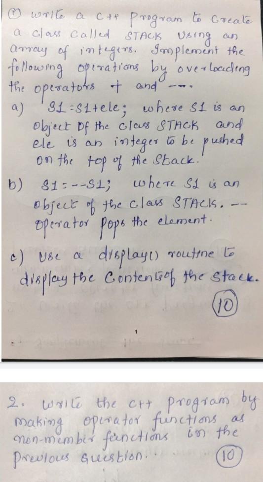 Solved integer to be pushed ♡ write a cte Program to create | Chegg.com