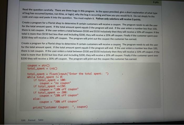 Solved Read the question carefully. There are three bugs in | Chegg.com