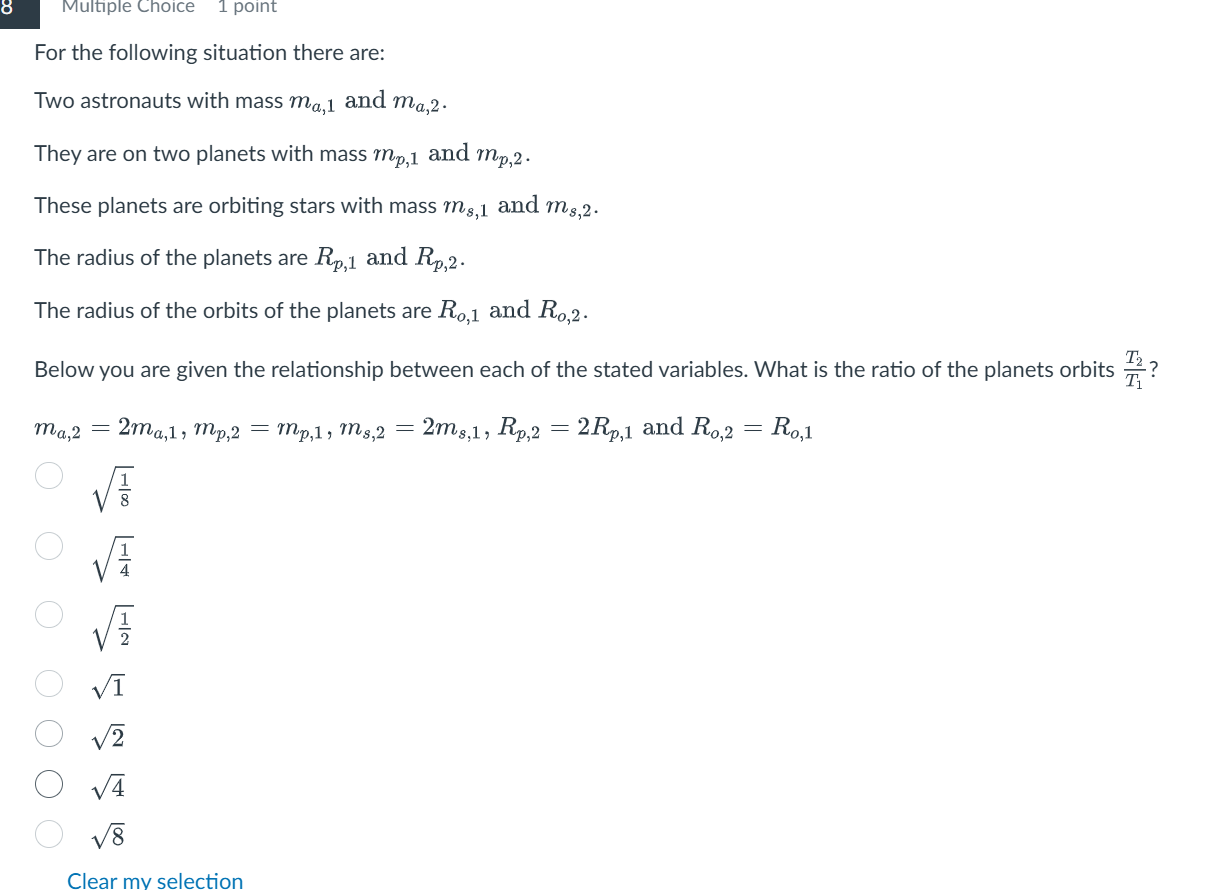 Solved For the following situation there are:Two astronauts | Chegg.com