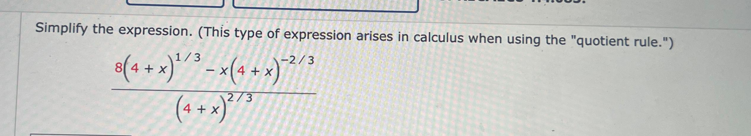 Solved Simplify the expression. (This type of expression | Chegg.com