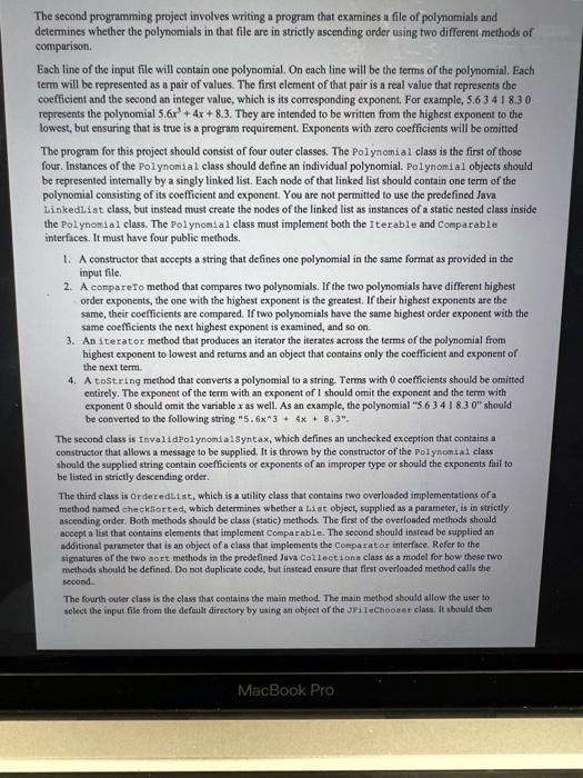 Solved The second programming project involves writing a | Chegg.com