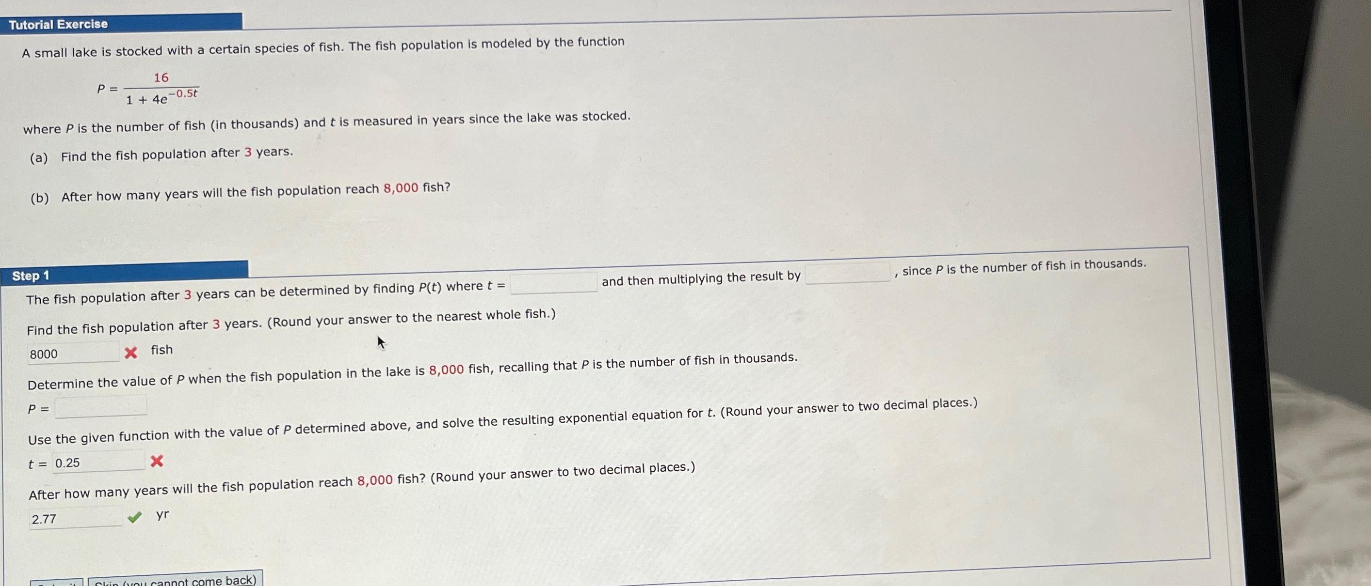 Solved Tutorial ExerciseA small lake is stocked with a | Chegg.com