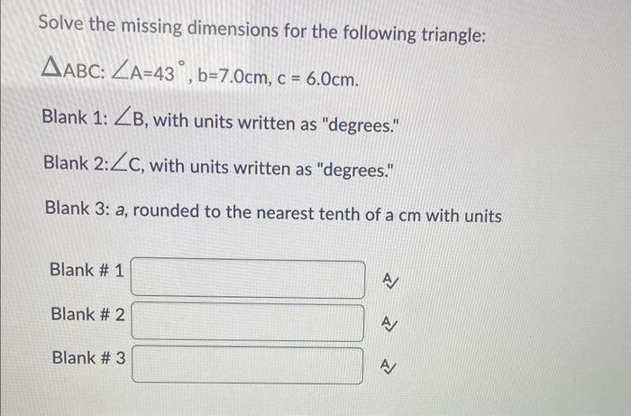 Solved Solve the missing dimensions for the following | Chegg.com