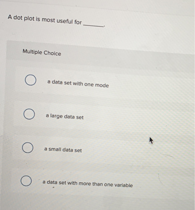 Solved A dot plot is most useful for Multiple Choice Ο a | Chegg.com