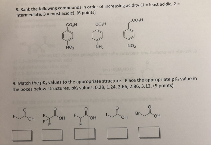 Solved 8 Rank The Following Compounds In Order Of