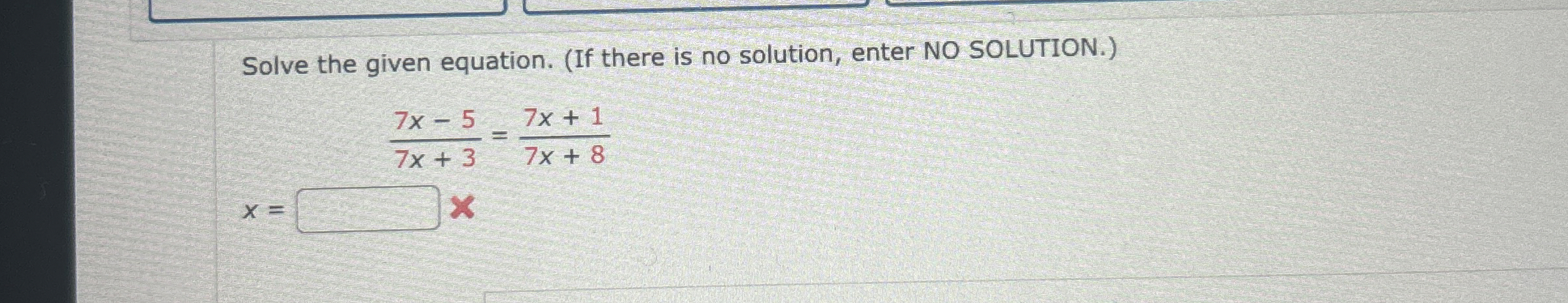 Solved Solve the given equation. (If there is no solution, | Chegg.com