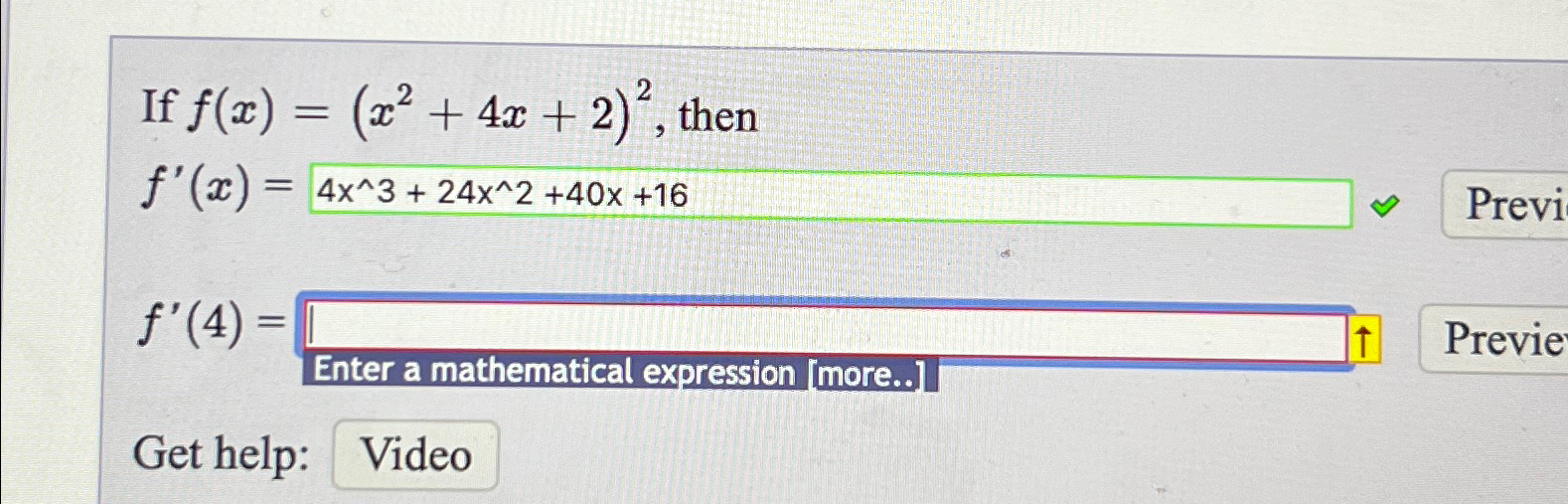 Solved If f(x)=(x2+4x+2)2, | Chegg.com