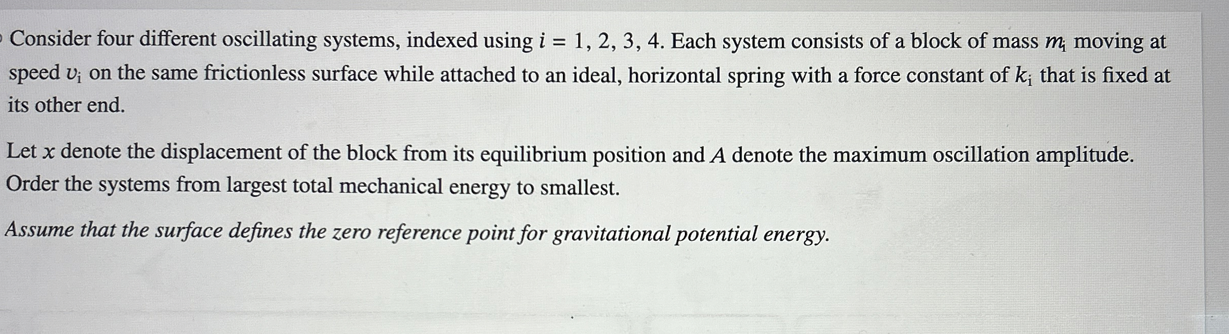 High Quality SOLUTION Consider four different oscillating systems, indexed | Chegg.com