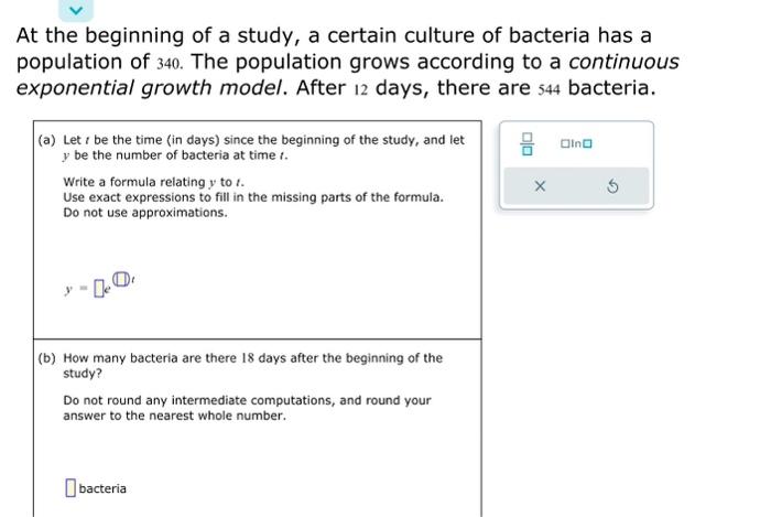 Solved At the beginning of a study, a certain culture of | Chegg.com