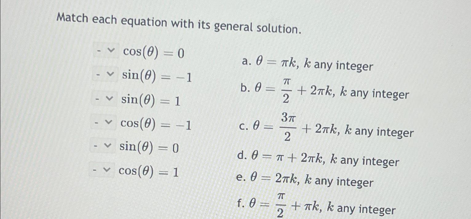 Solved Match each equation with its general | Chegg.com