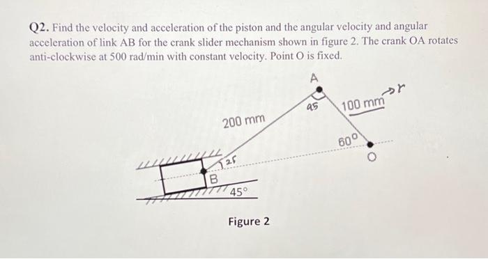 Solved Q2. Find the velocity and acceleration of the piston | Chegg.com